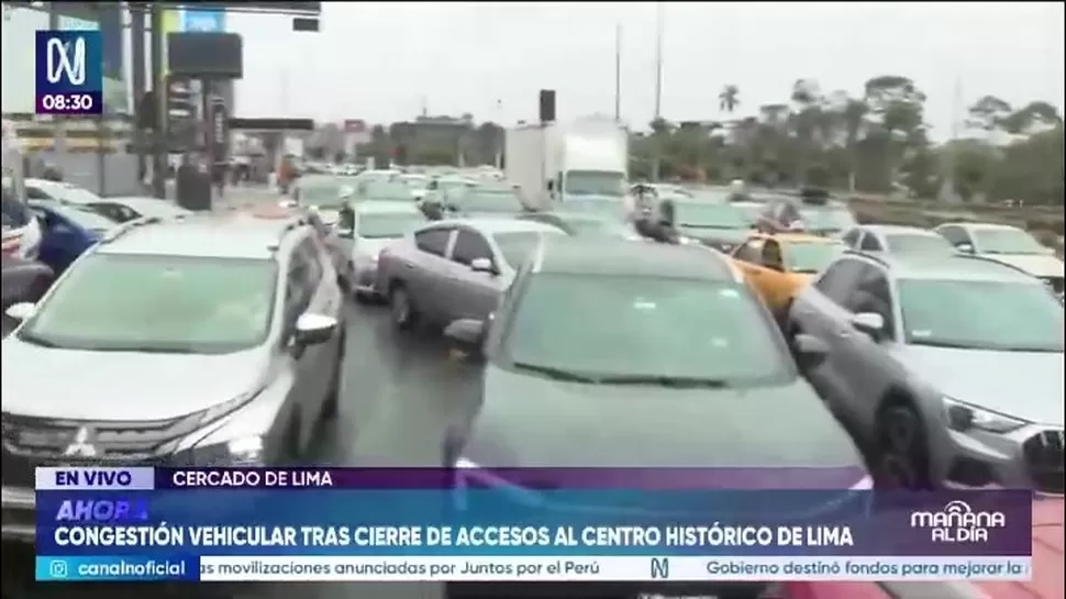 Caos vehicular por cierre de accesos al Centro Histórico de Lima | Canal N