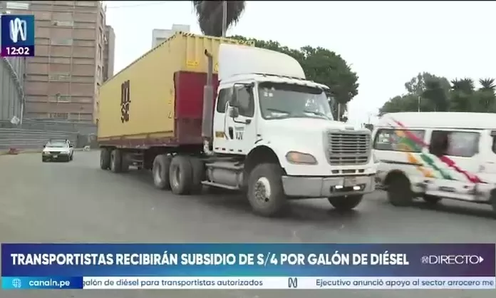 Gobierno otorgará subsidio temporal de S/4 por galón de diésel a ...