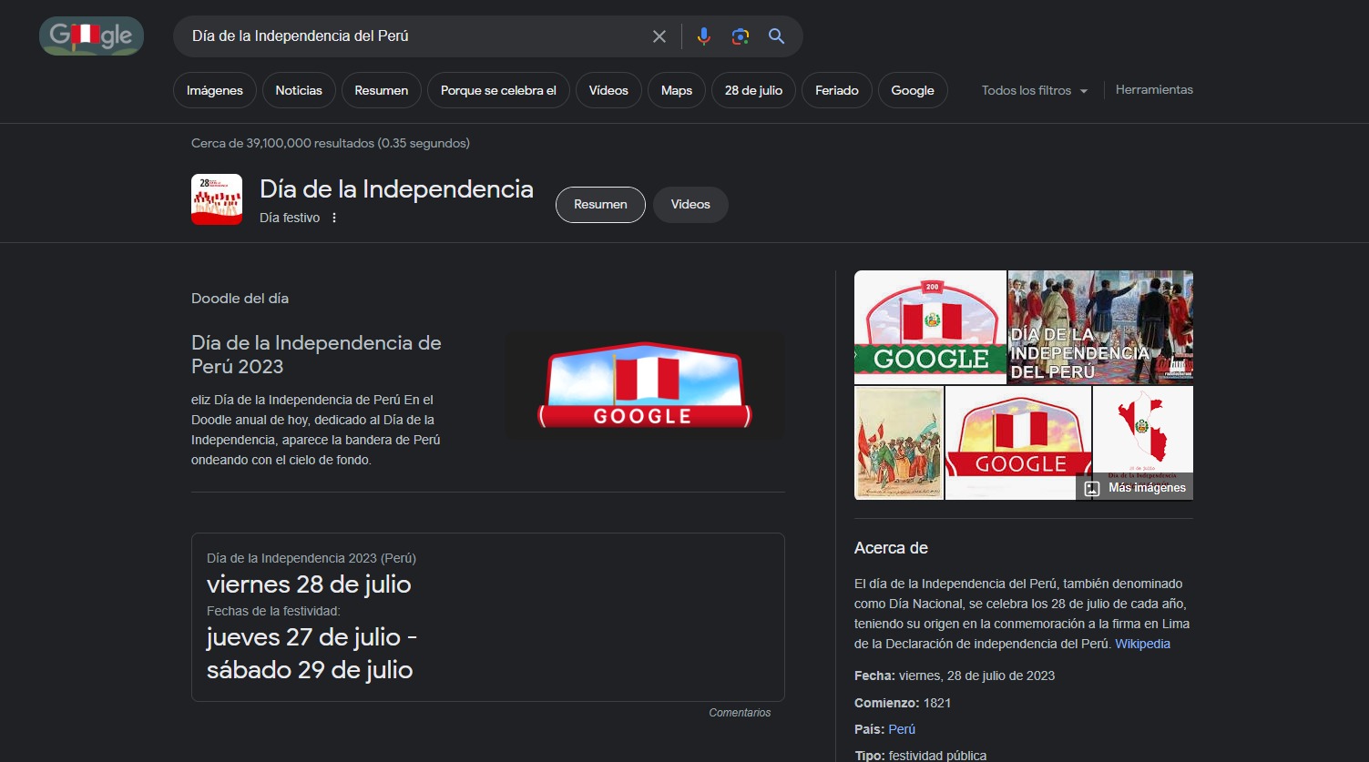 Independencia del Perú: Google le dedica doodle a nuestras Fiestas ...