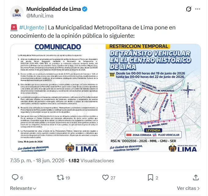 Municipalidad de Lima: cierre del tránsito por movilizaciones | Canal N