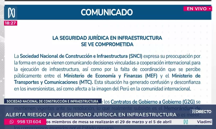 SNCI: La seguridad jurídica en infraestructura está comprometida | Canal N