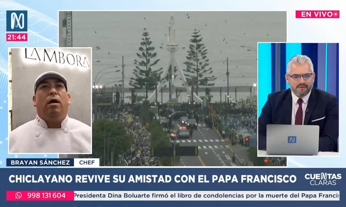 Chef peruano Brayan Sánchez contó detalles de su amistad con el papa Francisco | Canal N